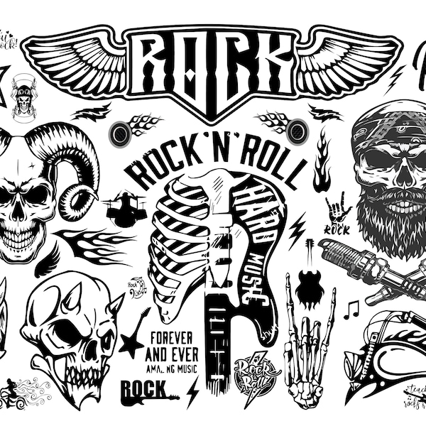 Rock and Roll Skull - Etsy
