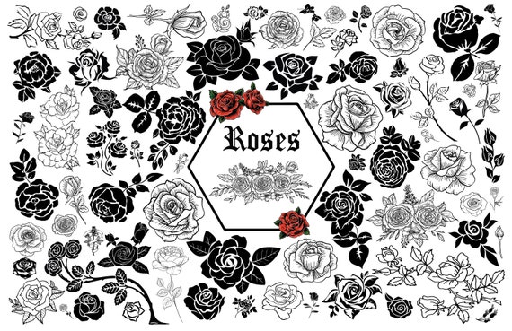 ROSE BUNDLE SVG Roses Svg Rose Silhouette Svg Rose Svg Cut - Etsy