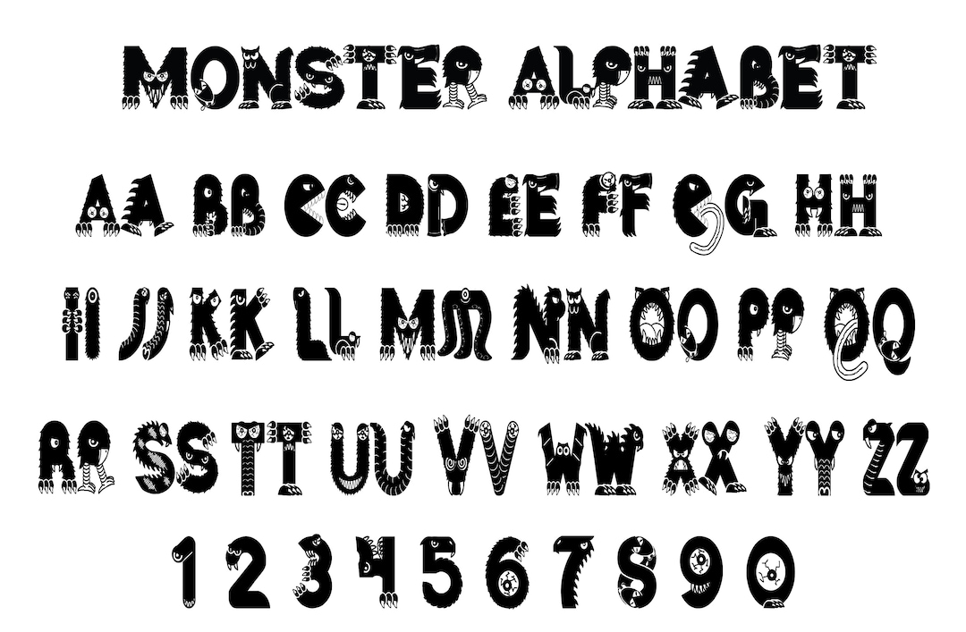 Monster Alphabet SVG - Monster Svg - Numbers Svg - Letters Svg - Alien ...