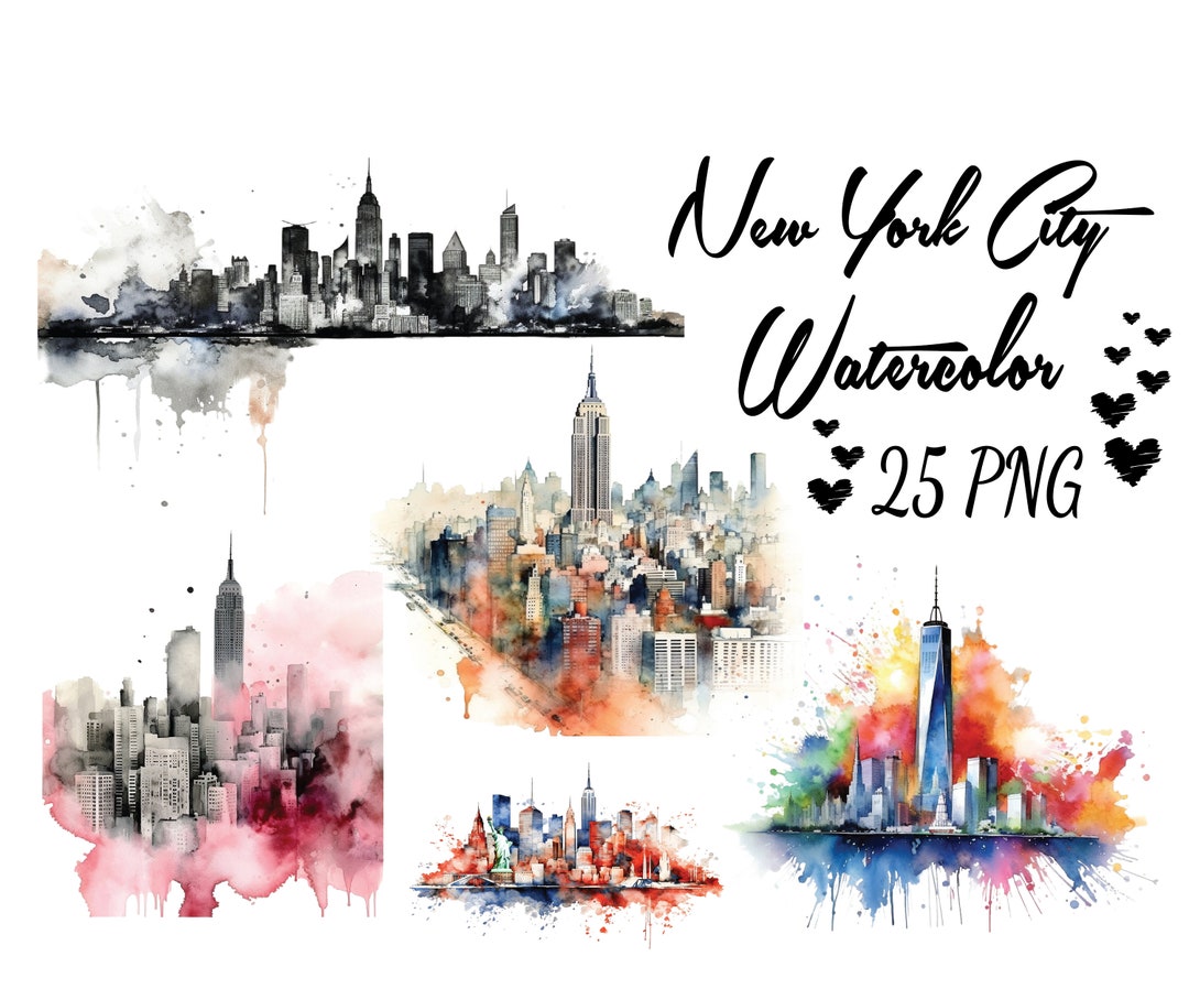 Watercolor New York - New Yorker Landmarks - Travel Vacation Holiday ...