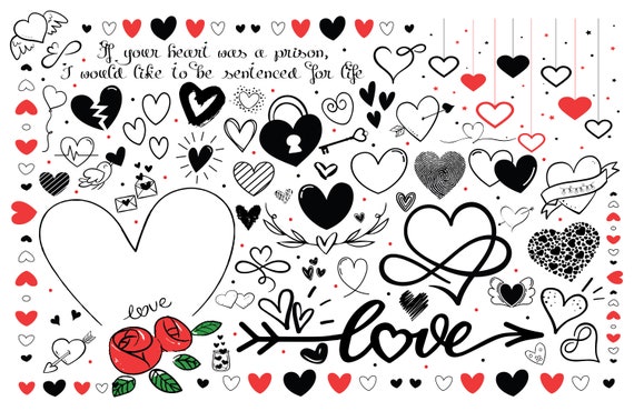 HEART BUNDLE Svg Heart Svg Hand Drawn Heart Svg Doodle - Etsy