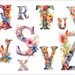 Watercolor Floral Alphabet Clipart - Floral Alphabet - Transparent ...