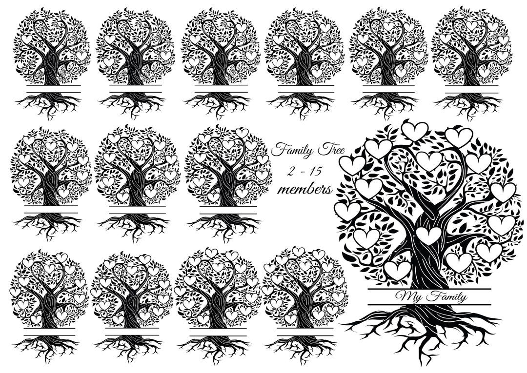 Family Tree Svg - Family Tree Svg Bundle 2-15 Members - Tree of Life ...