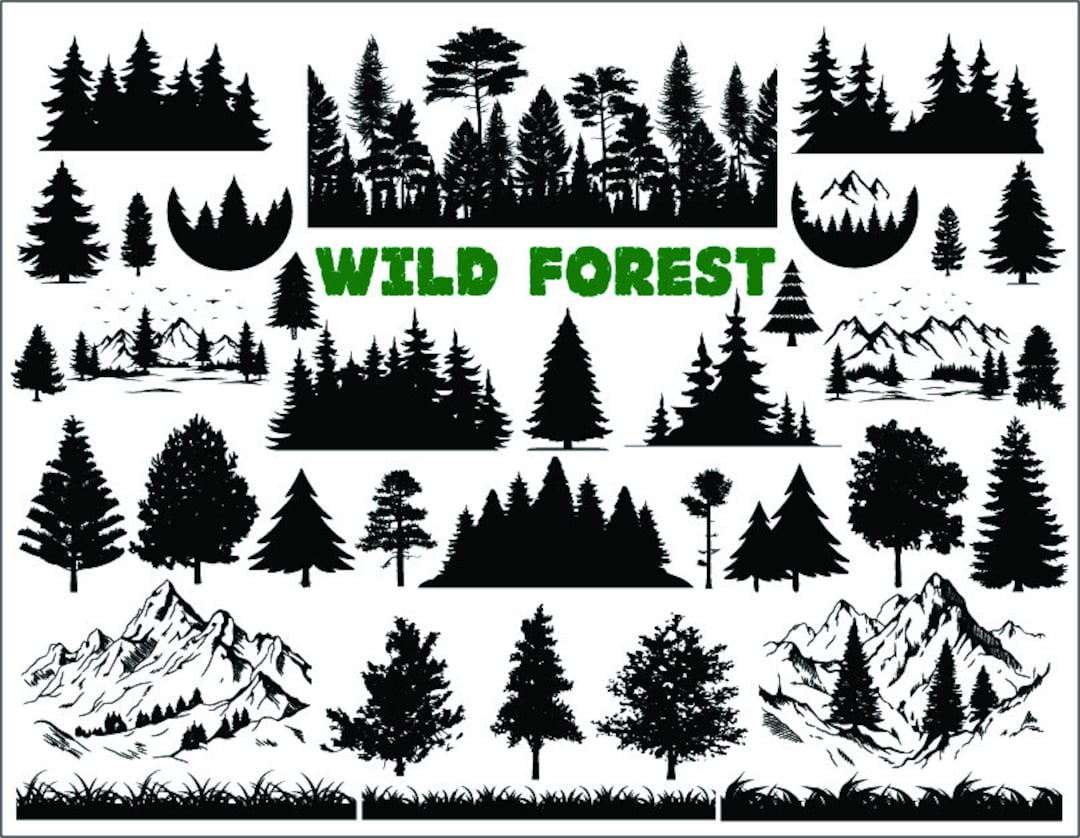 FOREST BUNDLE SVG, Forest Svg, Forest Silhouette, Tree Svg, Tree ...