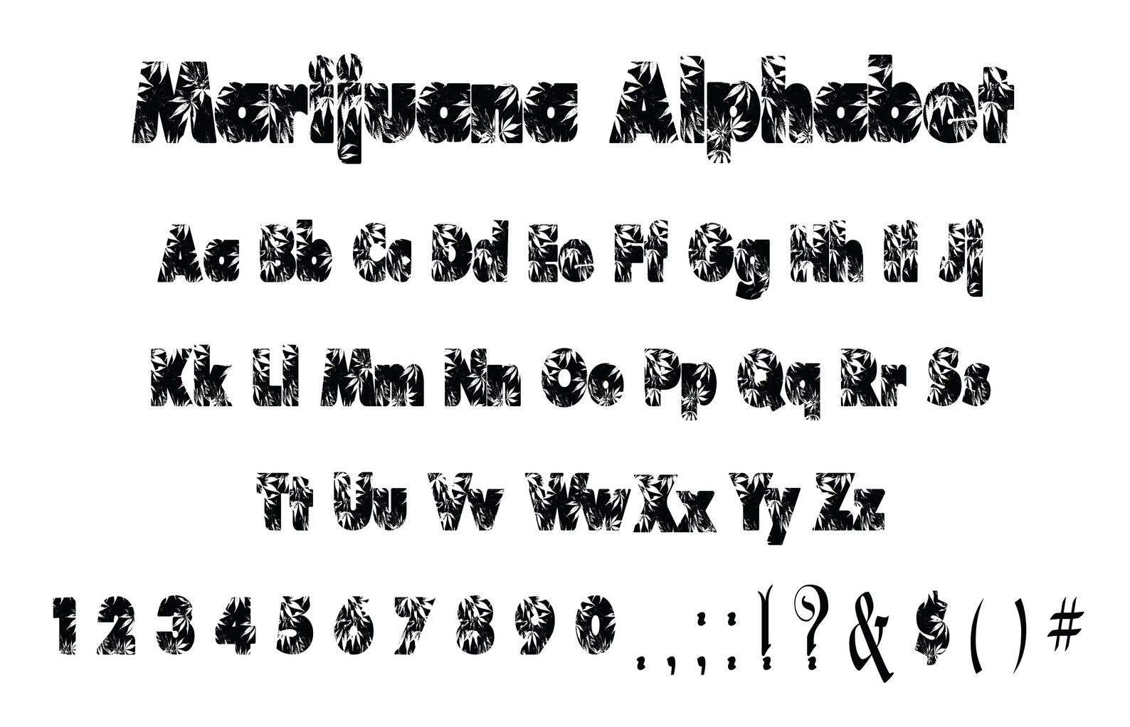 MARIJUANA ALPHABET FONT Svg fonts bundle Sillhoutte Svg | Etsy