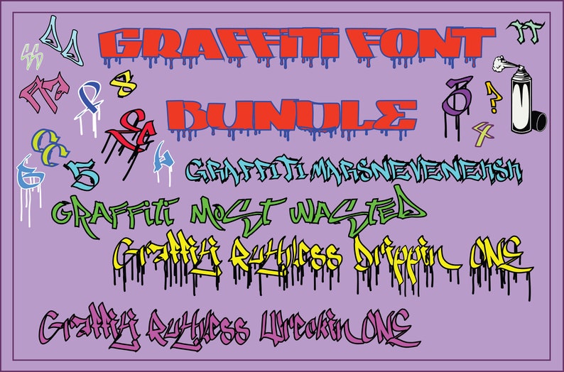 GRAFFITI FONT BUNDLE Svg Graffiti Font Pack Graffiti Font - Etsy