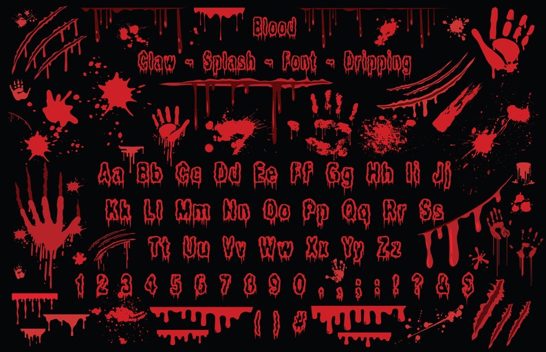 BLOOD SVG, Blood Drips Svg - Png, Blood Spatter Svg, Bloody Font Svg ...