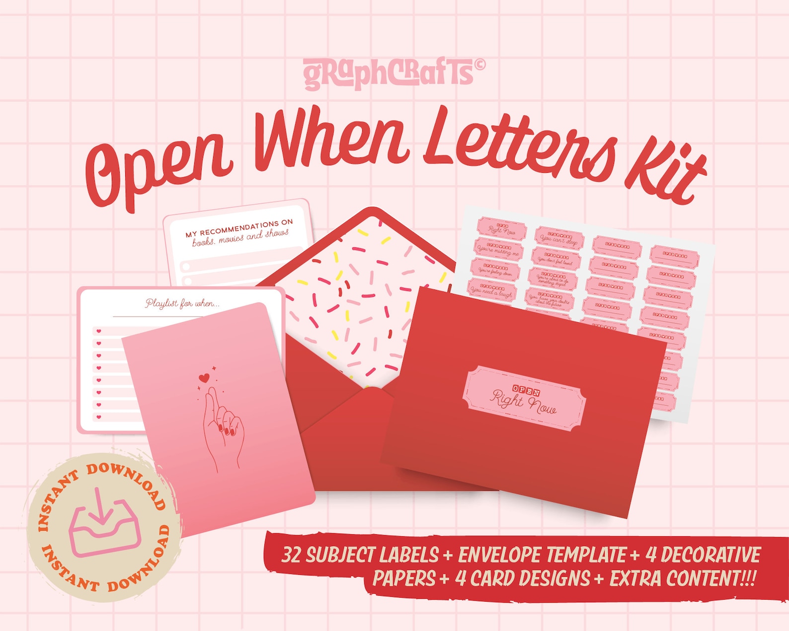 Open When Letter Digital Kit, Printed Envelopes, Long Distance Letter ...