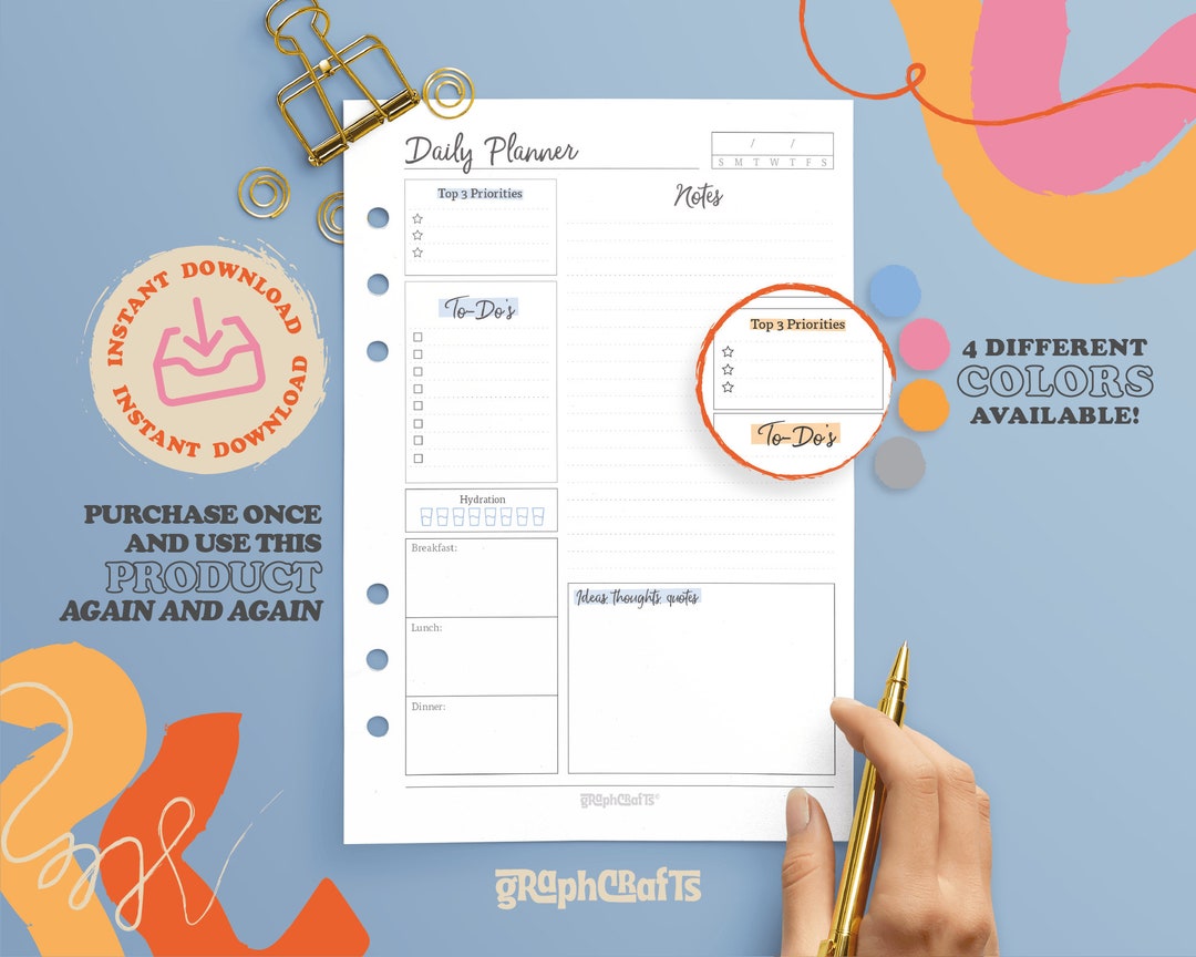 2022 Planner Printable. Notes and Daily Planner. Weekly Calendar ...