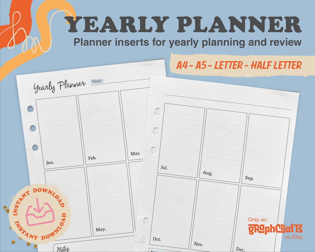 2022 Yearly Calendar Printable, Yearly Planner 2022, Yearly Planner ...