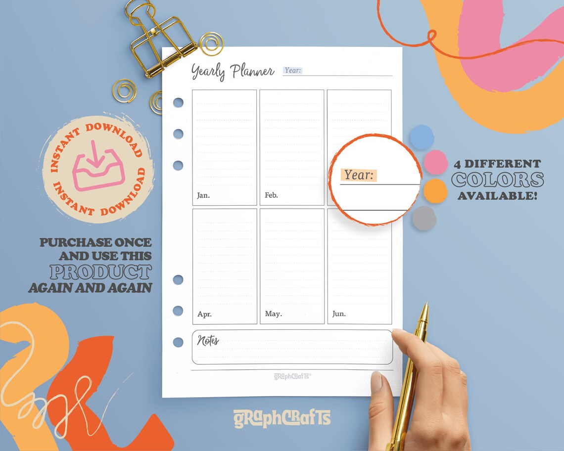 2022 Yearly Calendar Printable, Yearly Planner 2022, Yearly Planner ...