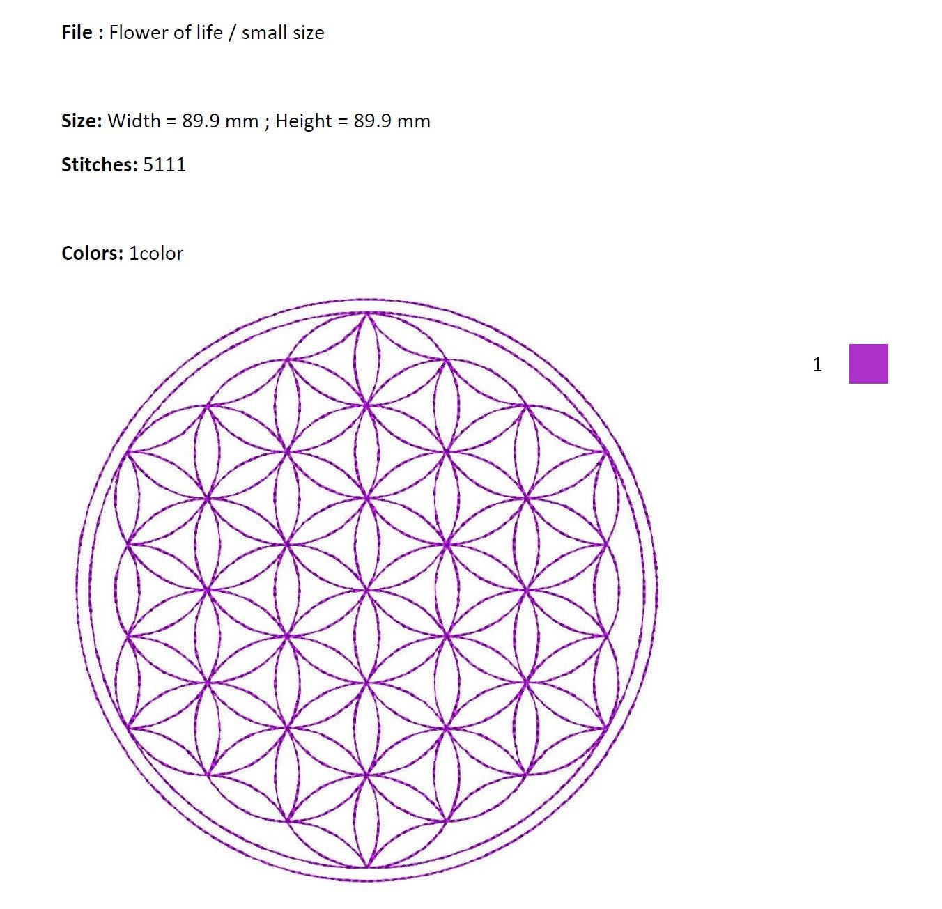 Flower of Life Machine Embroidery Design - Machine Embroidery - Flower ...