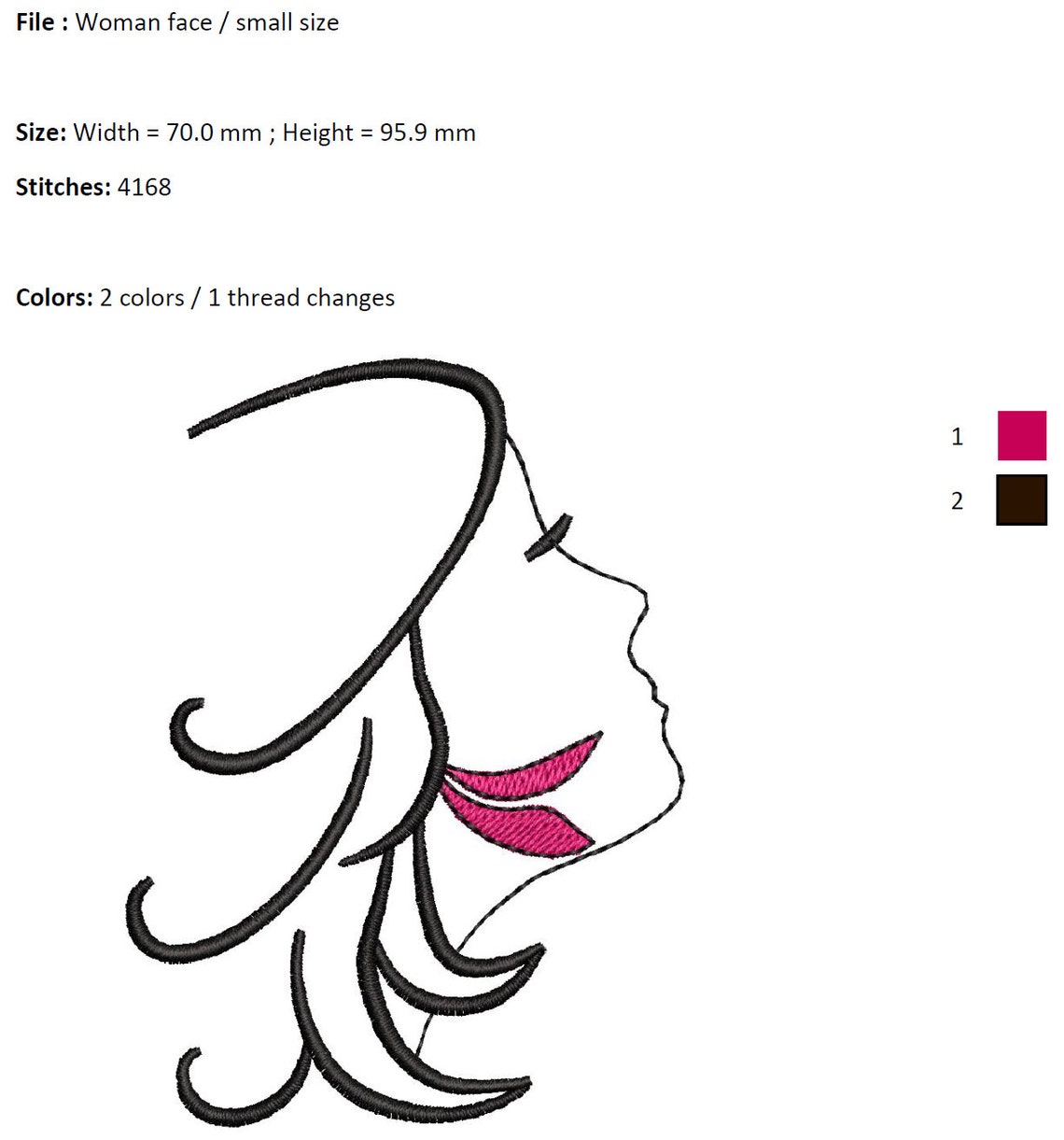 Woman Face Embroidery Design - Machine Embroidery - Woman Face ...