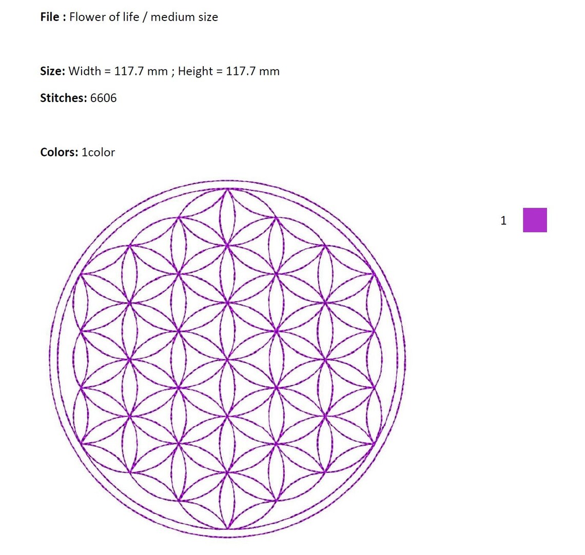 Flower of Life Machine Embroidery Design - Machine Embroidery - Flower ...