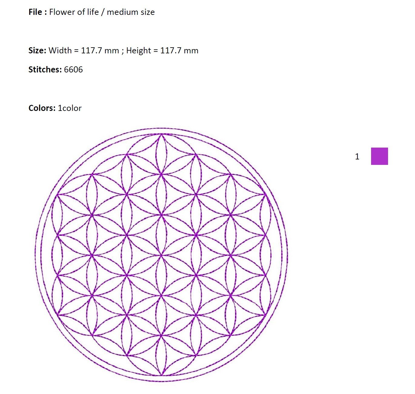 Flower of Life Machine Embroidery Design - Machine Embroidery - Flower ...