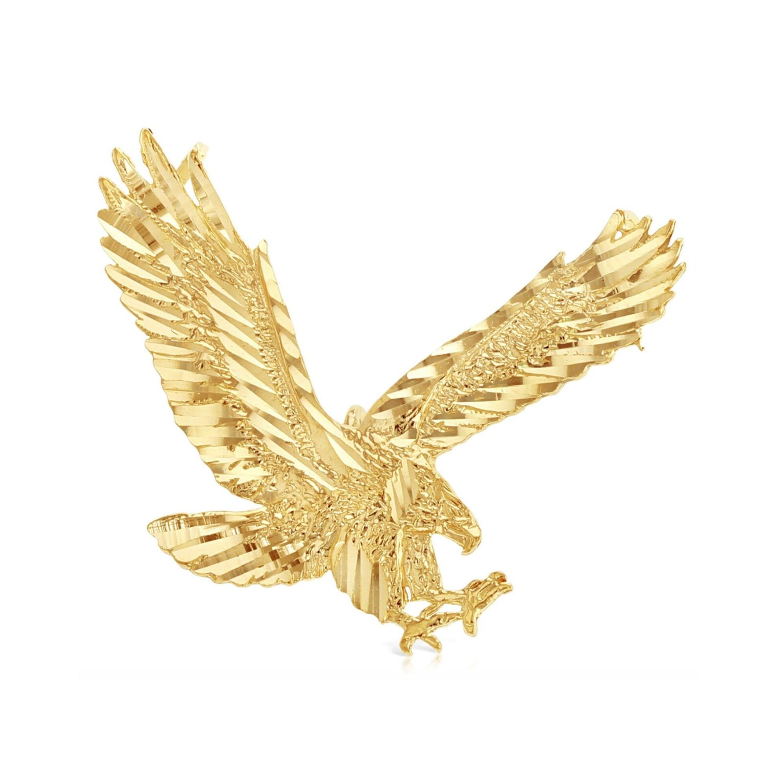 Real 14K Yellow Gold Eagle Charm Pendant Animal Flying Bird | Etsy
