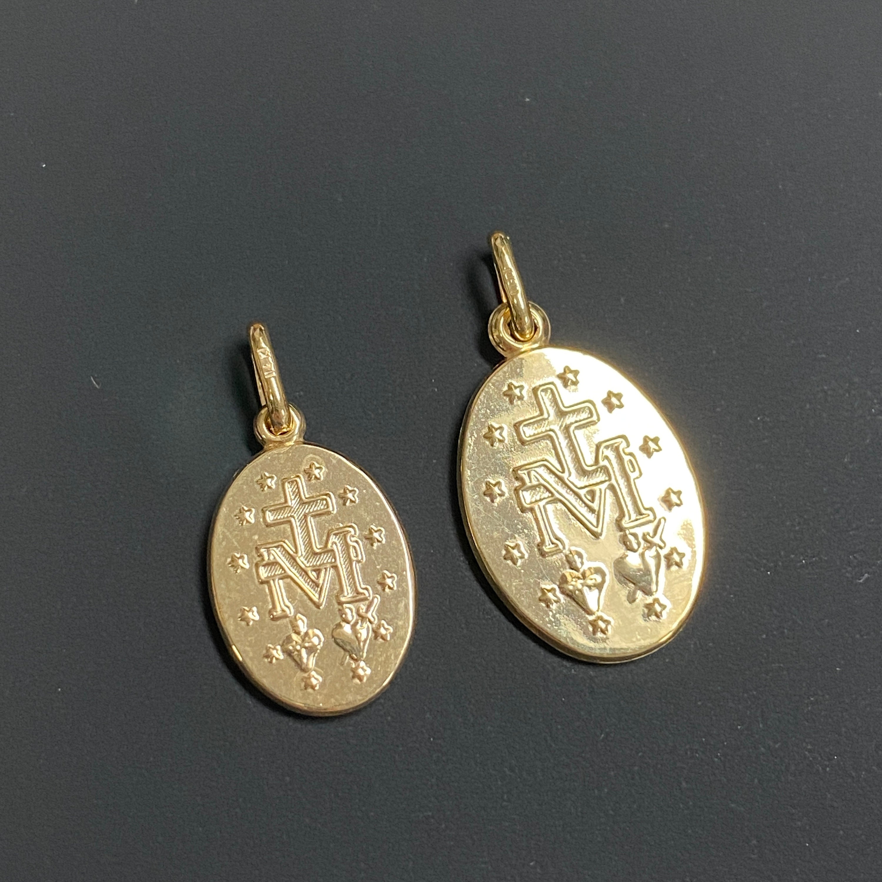 14k Real Yellow Gold Religious Oval Virgin Mary Miraculous Medal ...