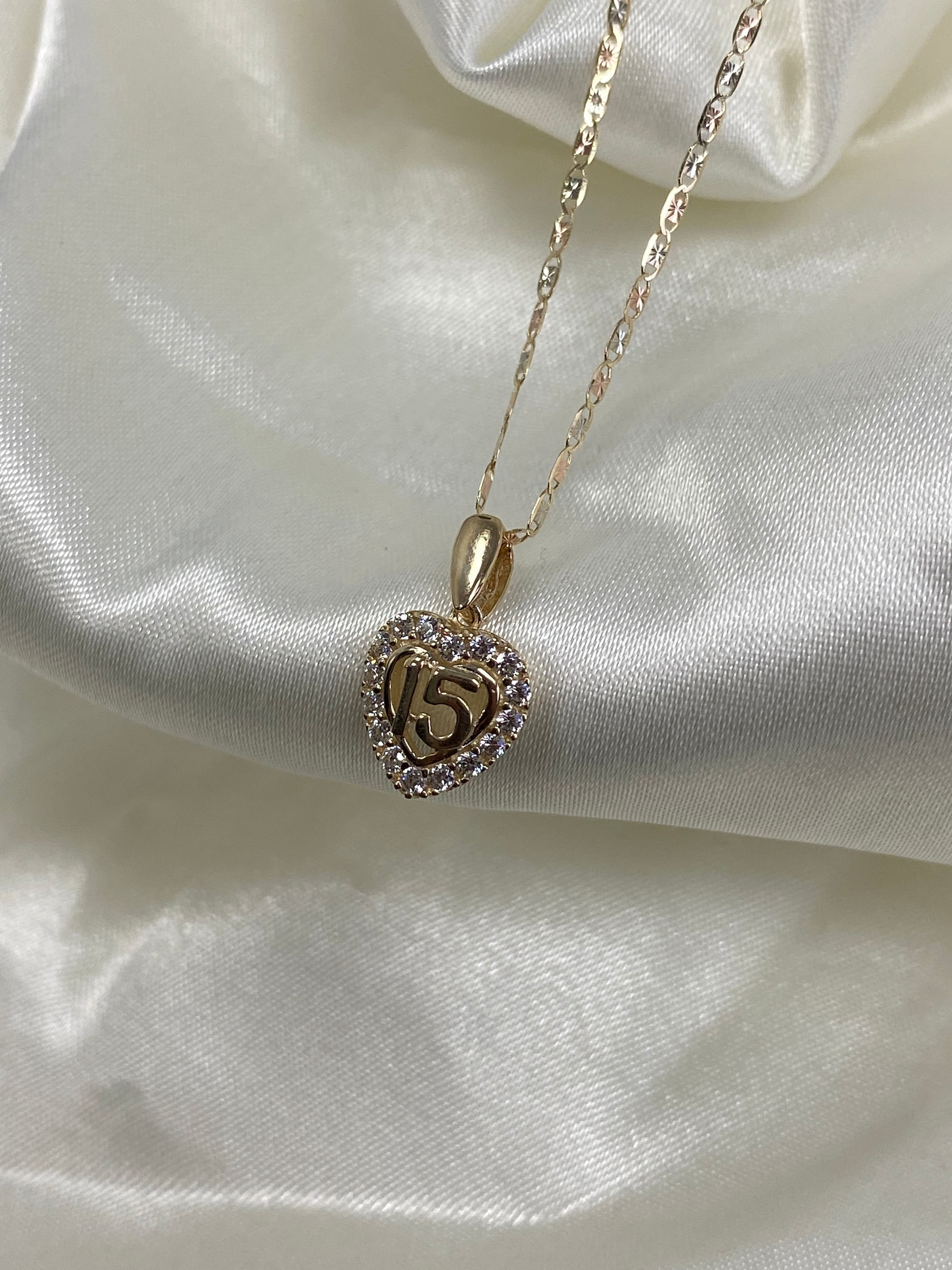 Real 14K 15 Years Old Quinceanera Cubit Zirconia Heart Charm - Etsy