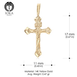 14 Real Solid Gold Mini Cross Crucifix Necklace Charm Pendant, INRI Cross Charm Dainty Cross ...