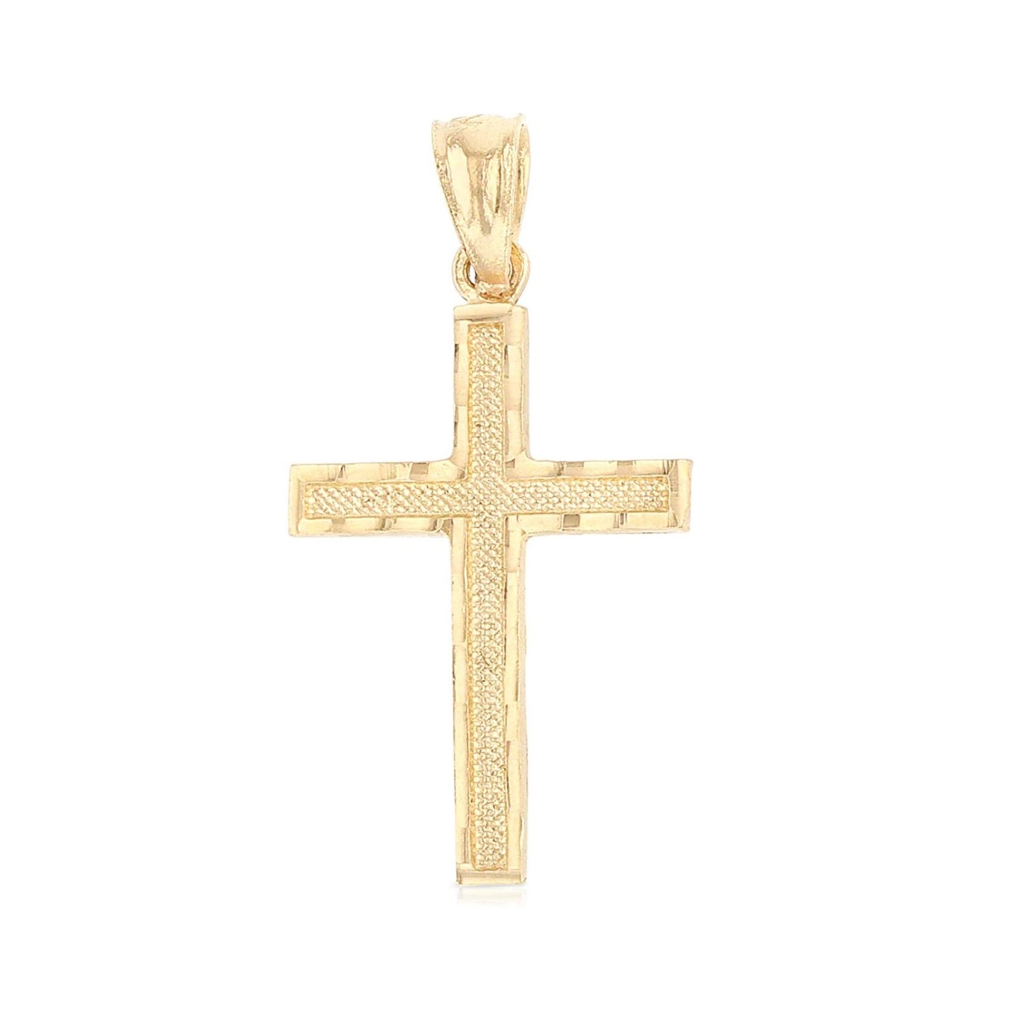 14K Real Yellow Gold Cross Religious Charm Thin Pendant for - Etsy