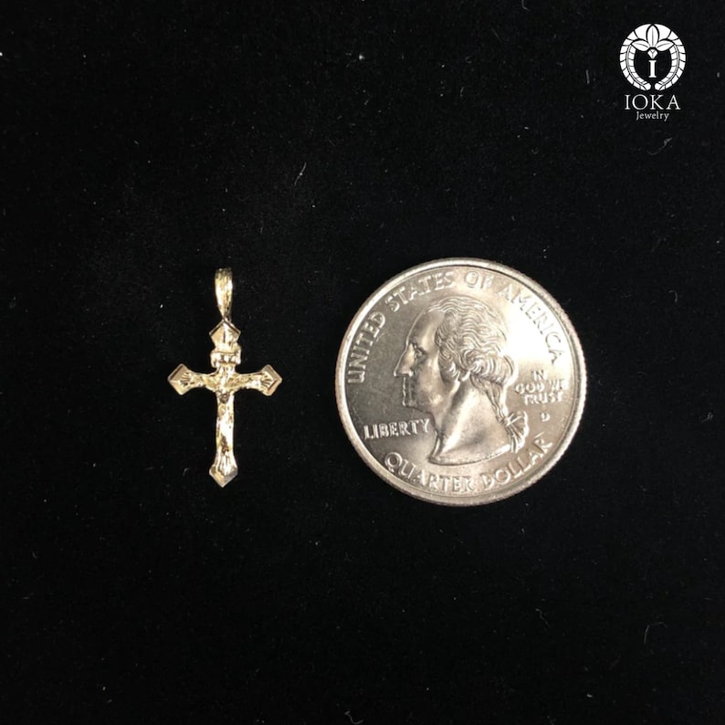 14 Real Solid Gold Mini Cross Crucifix Necklace Charm Pendant, INRI ...
