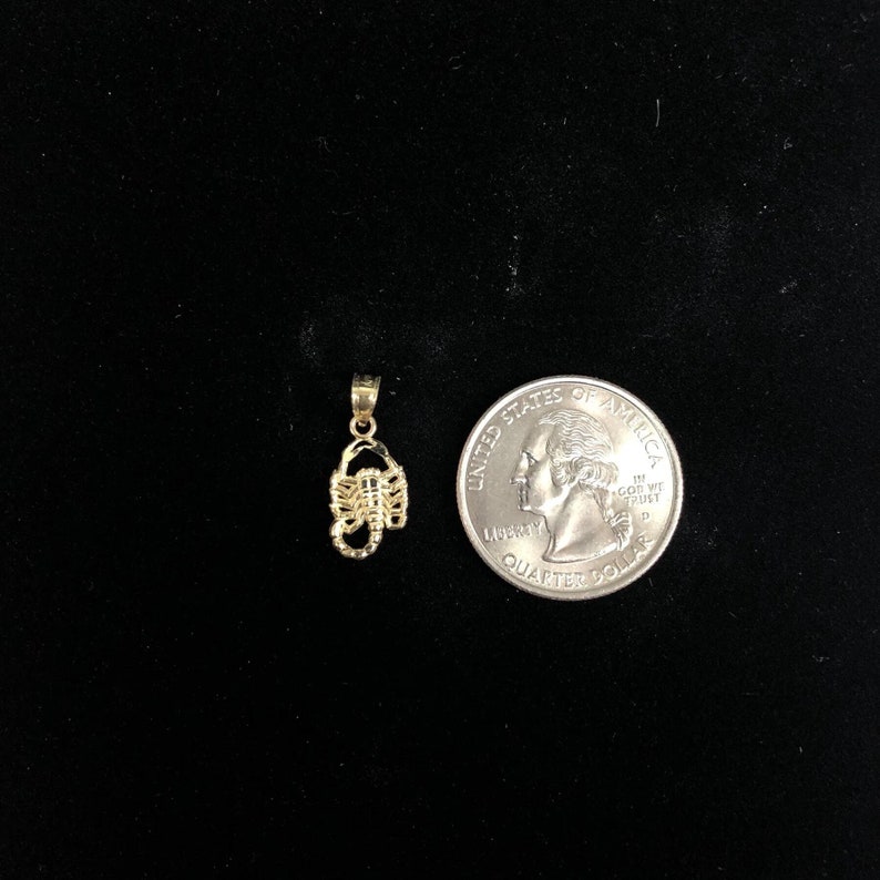 14K Gold Scorpion Charm Pendant With 0.9MM Singapore Chain Necklace ...