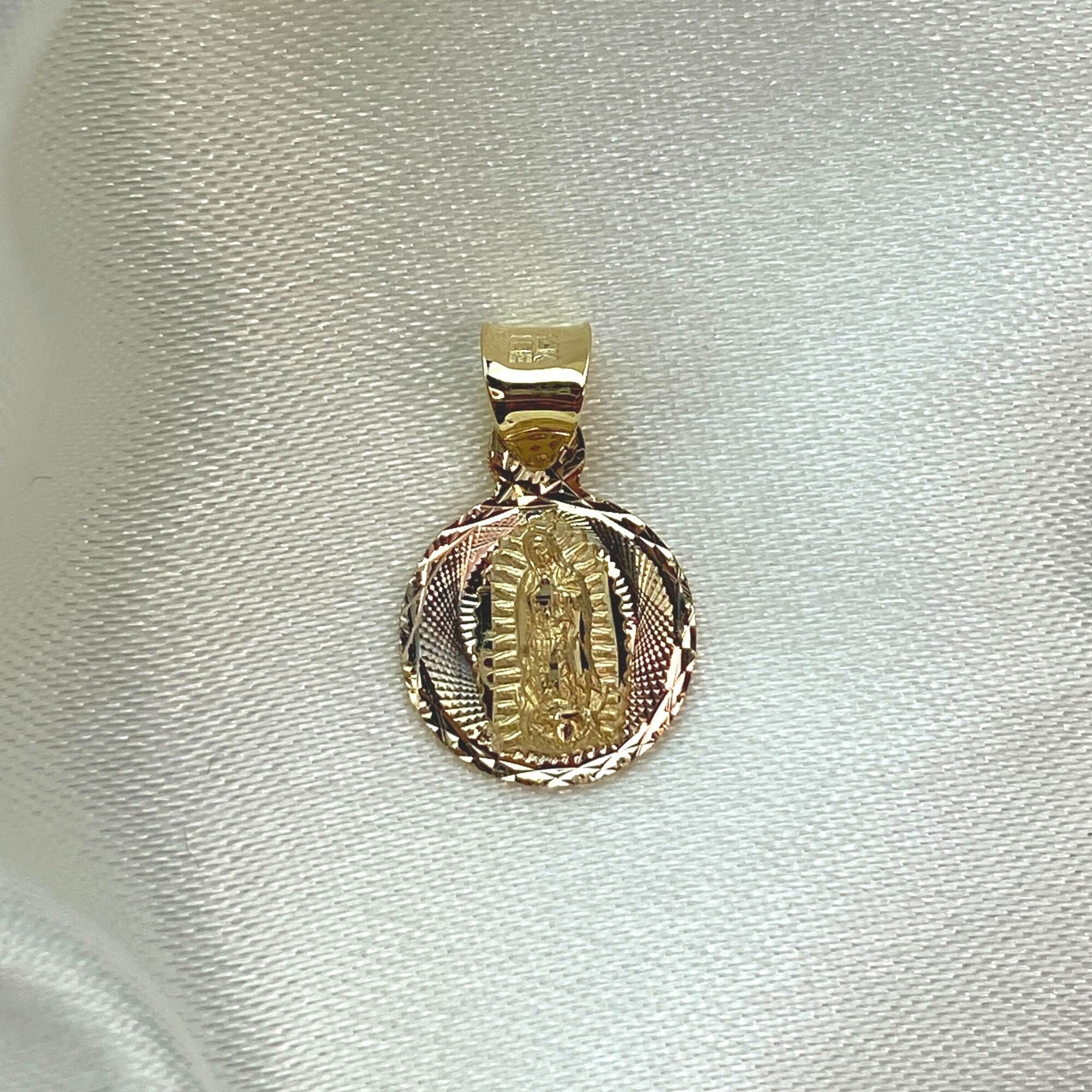Real Gold 14K Tri Color Gold Diamond Cut Our Lady of Guadalupe | Etsy