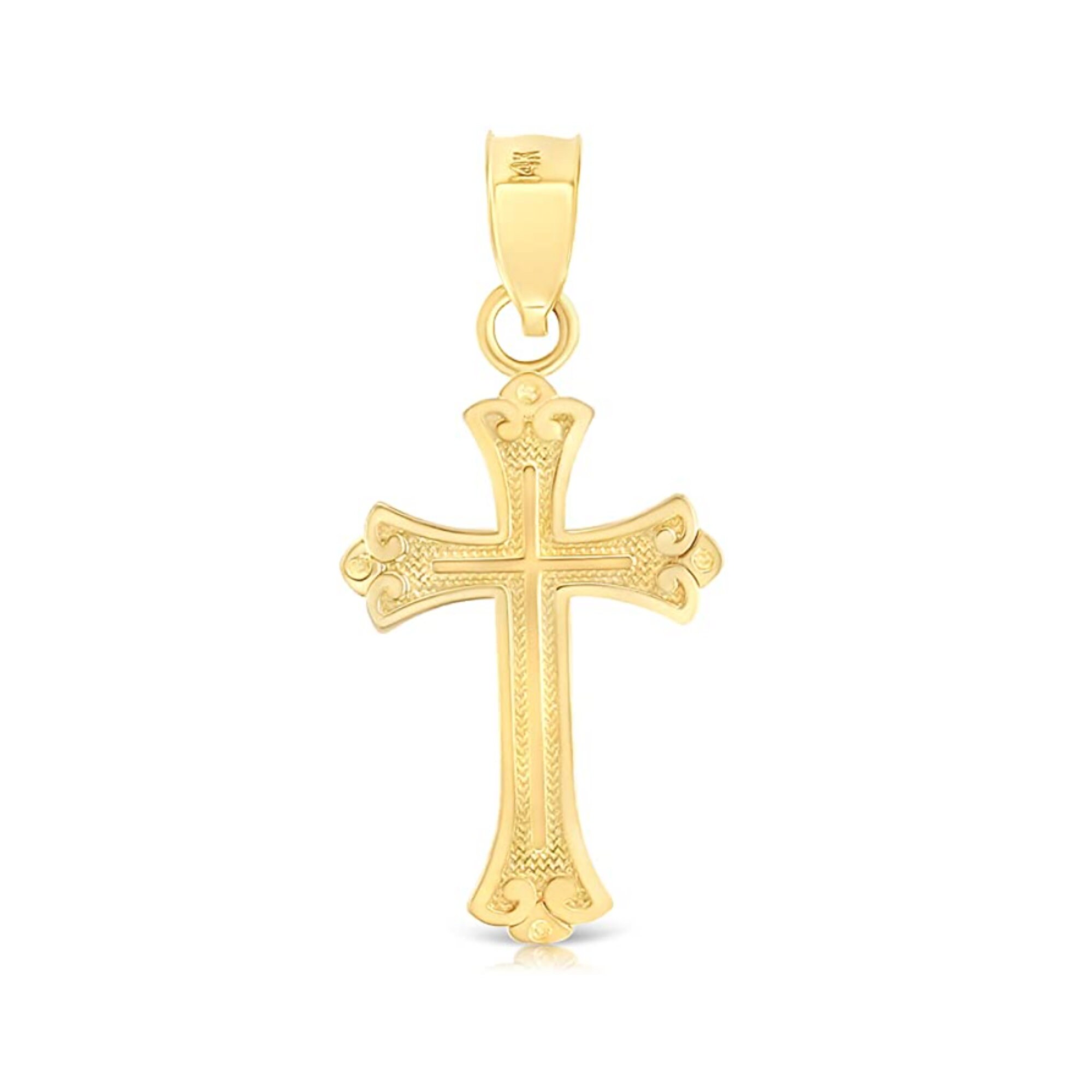 Real 14K Yellow Gold Cross Religious Charm Tiny Pendant for - Etsy