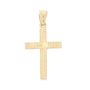 14K Real Yellow Gold Cross Religious Charm Thin Pendant for Necklace or ...
