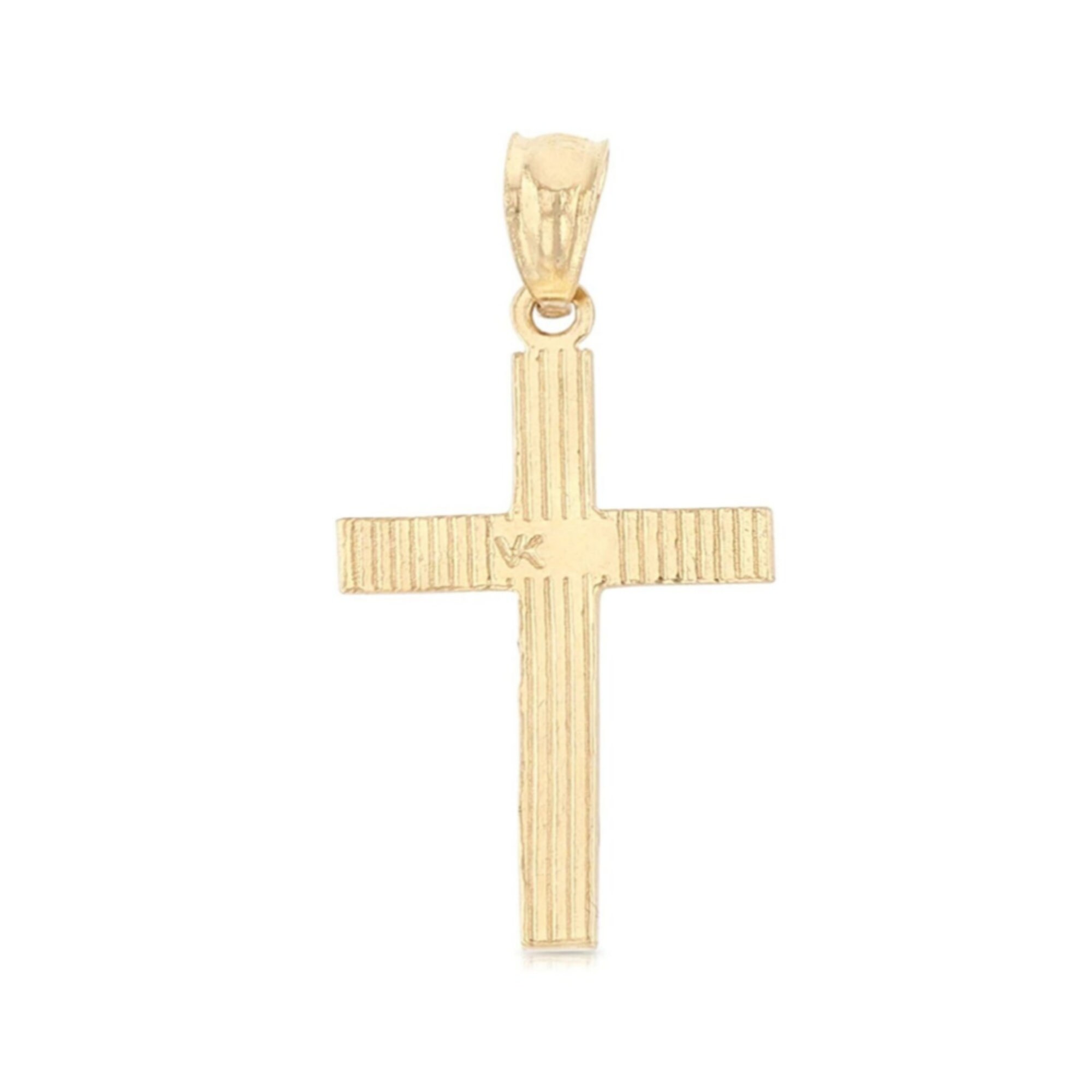 Real 14K Yellow Gold Cross Religious Charm Thin Pendant With | Etsy