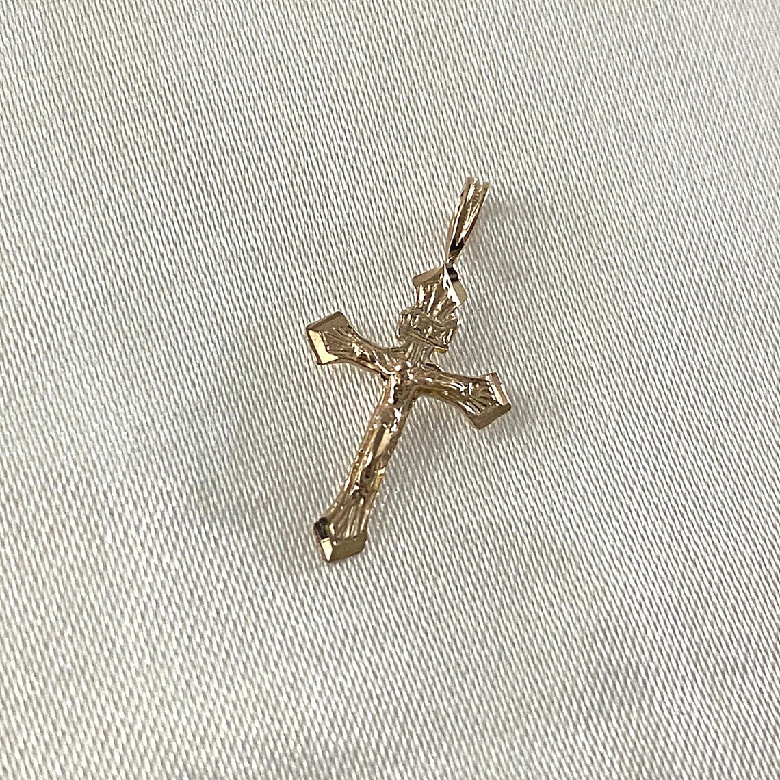 14 Real Solid Gold Mini Cross Crucifix Necklace Charm Pendant, INRI ...