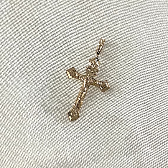 14 Real Solid Gold Mini Cross Crucifix Necklace Charm Pendant - Etsy