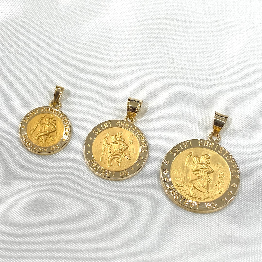 14K Yellow Gold Religious St. Christopher Charm Pendant, 14k Gold ...