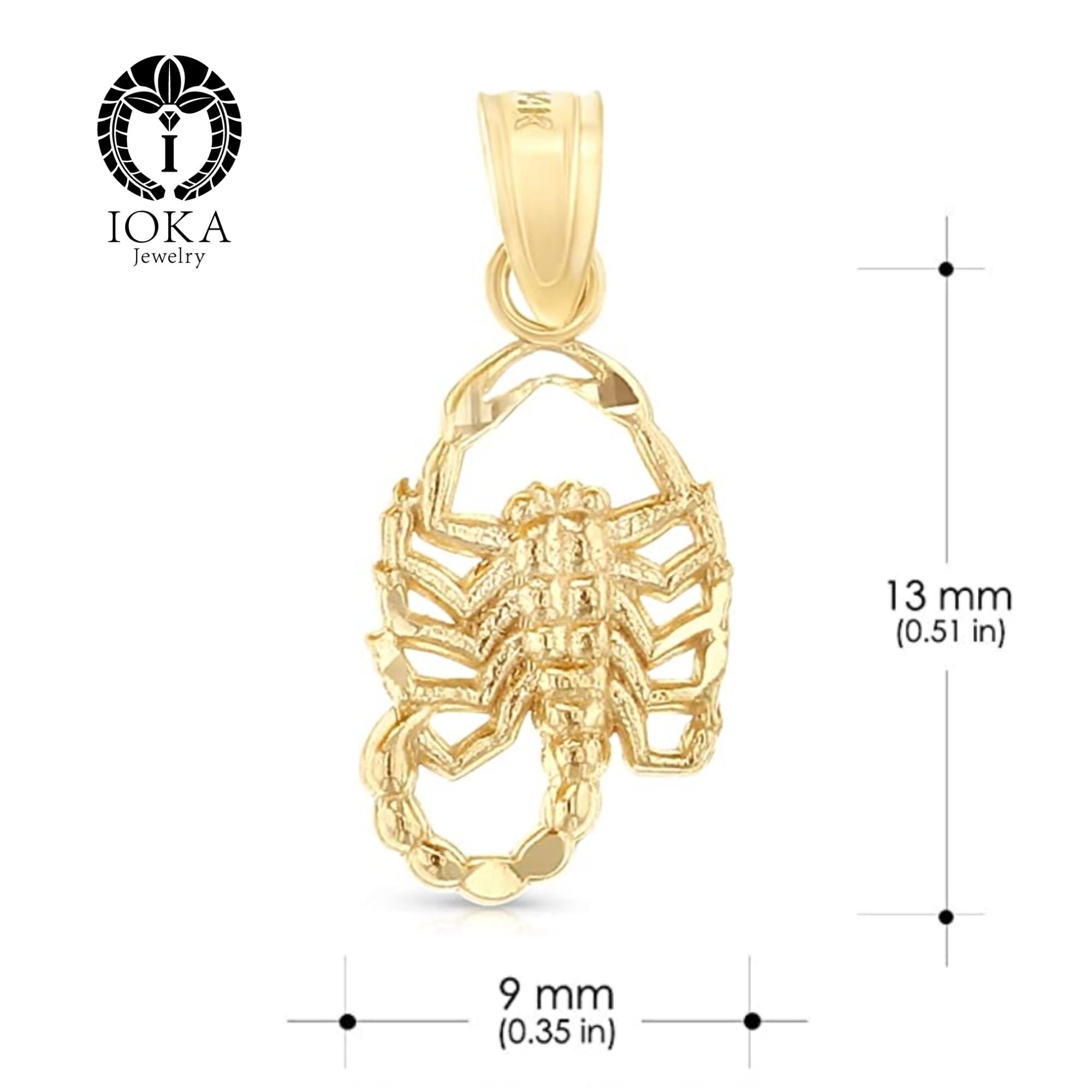 Real 14K Yellow Gold Scorpion Charm Tiny Pendant for Necklace - Etsy