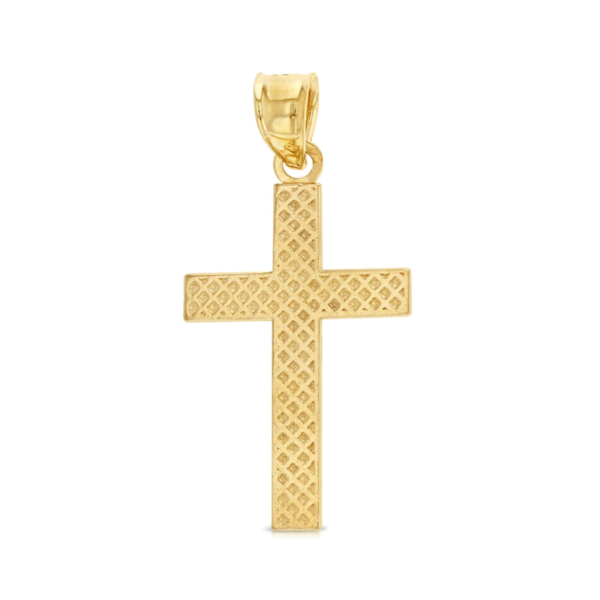 Real 14K Yellow Gold Latin Design Cross Religious Charm Pendant - Etsy