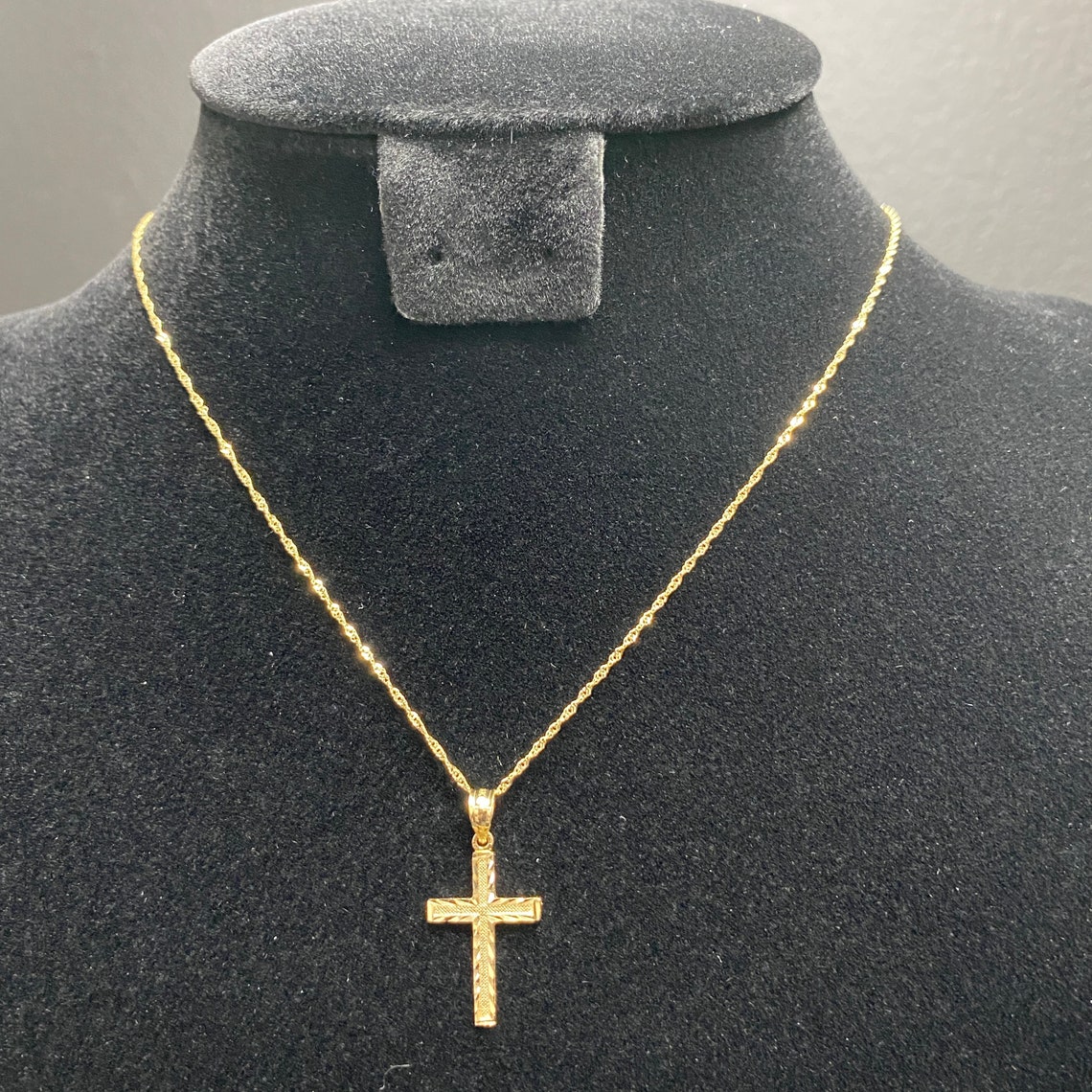 14K Real Yellow Gold Cross Religious Charm Thin Pendant for - Etsy