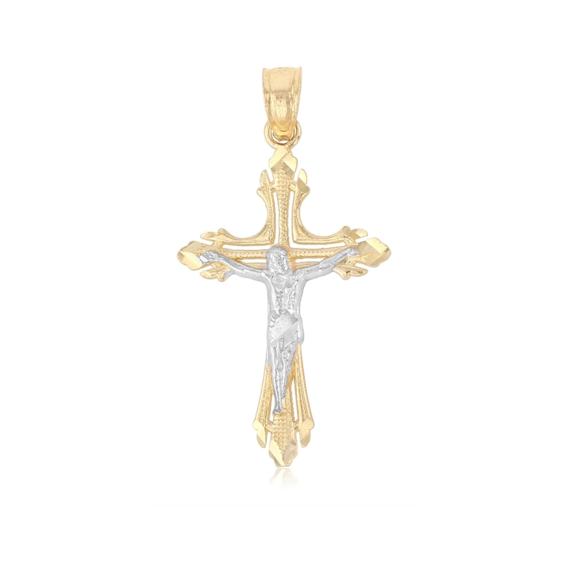 14K Two Tone Gold Jesus Crucifix Cross Pendant With 1.2mm | Etsy