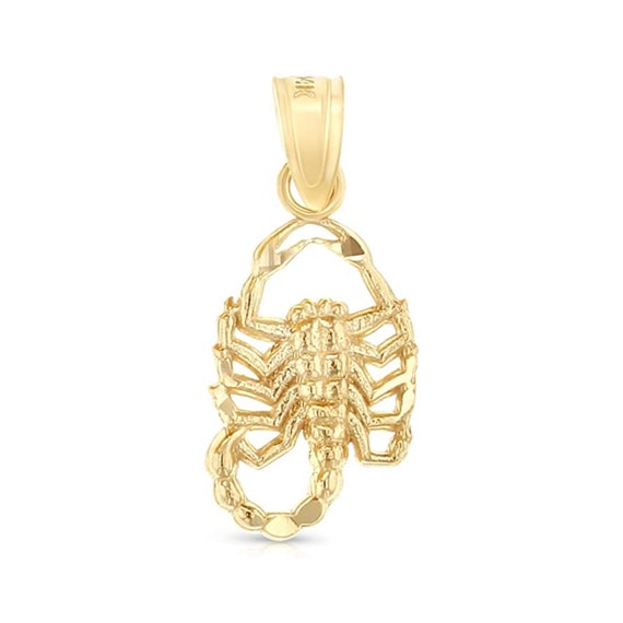 Real 14K Yellow Gold Scorpion Charm Tiny Pendant for Necklace | Etsy
