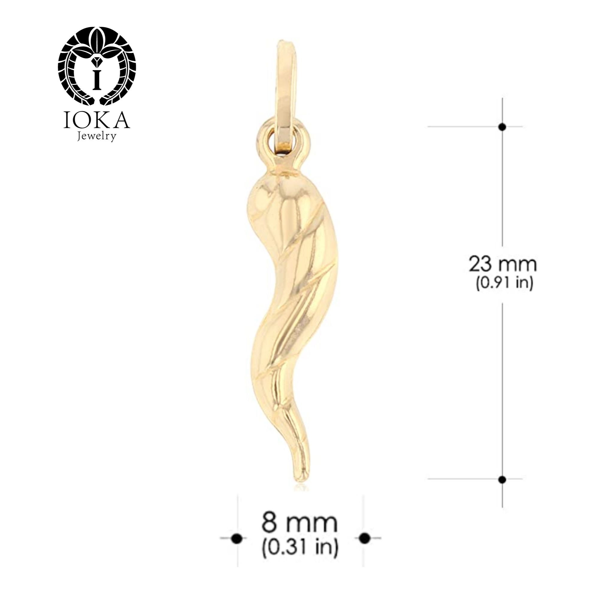 Real 14K Yellow Gold Twisted Cornicello Italian Horn Charm | Etsy