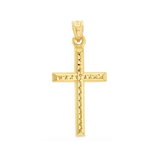 14K Real Yellow Gold Cross Religious Charm Thin Pendant for | Etsy