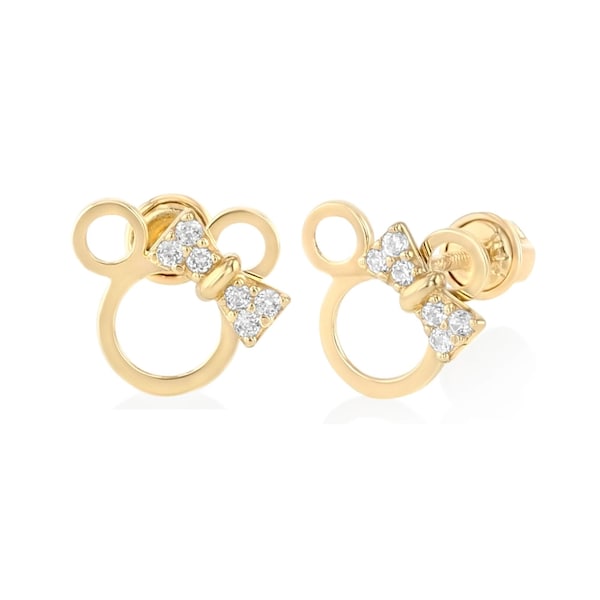 14k Gold Minnie Mouse Earrings - Etsy