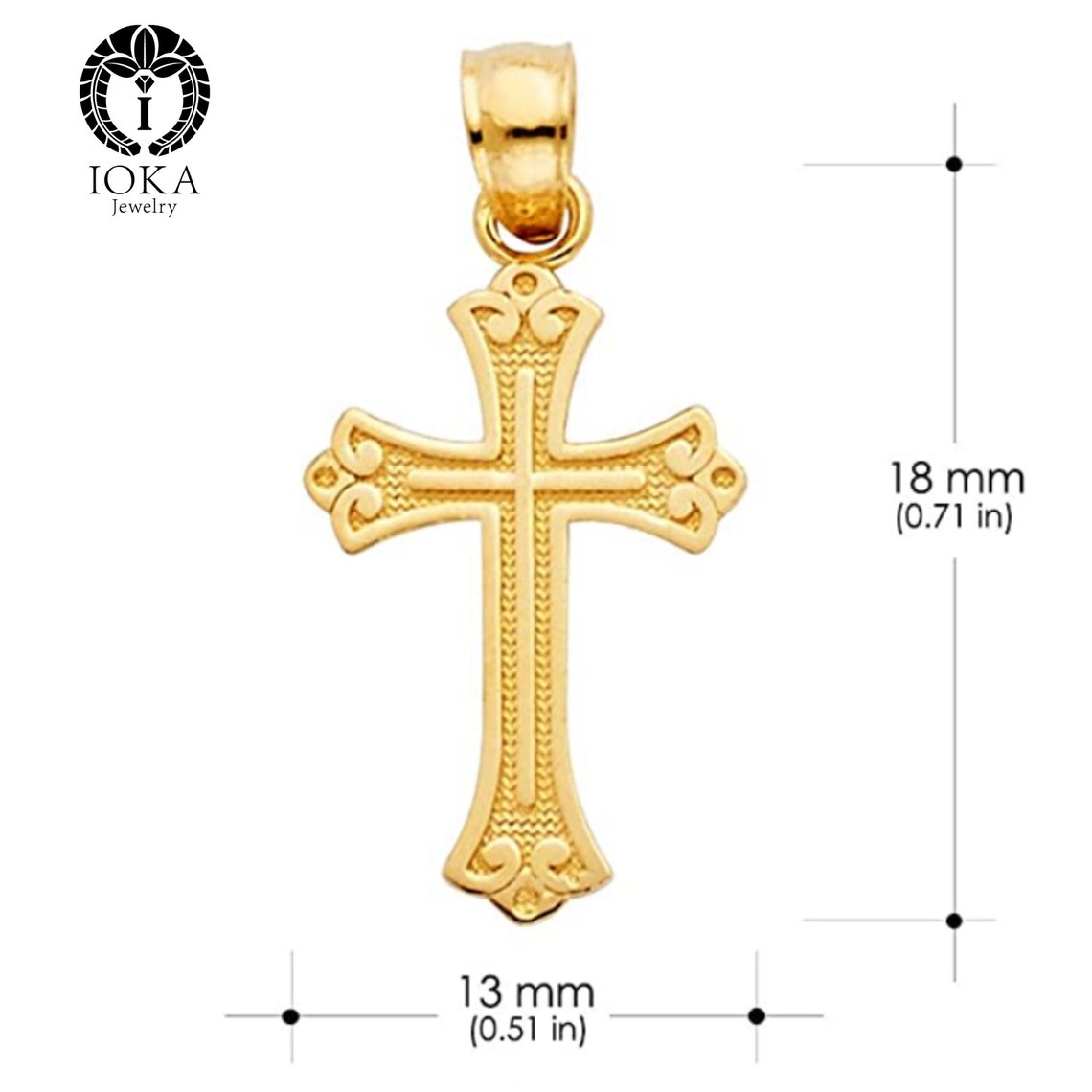 Real 14K Yellow Gold Cross Religious Charm Tiny Pendant for Necklace or ...