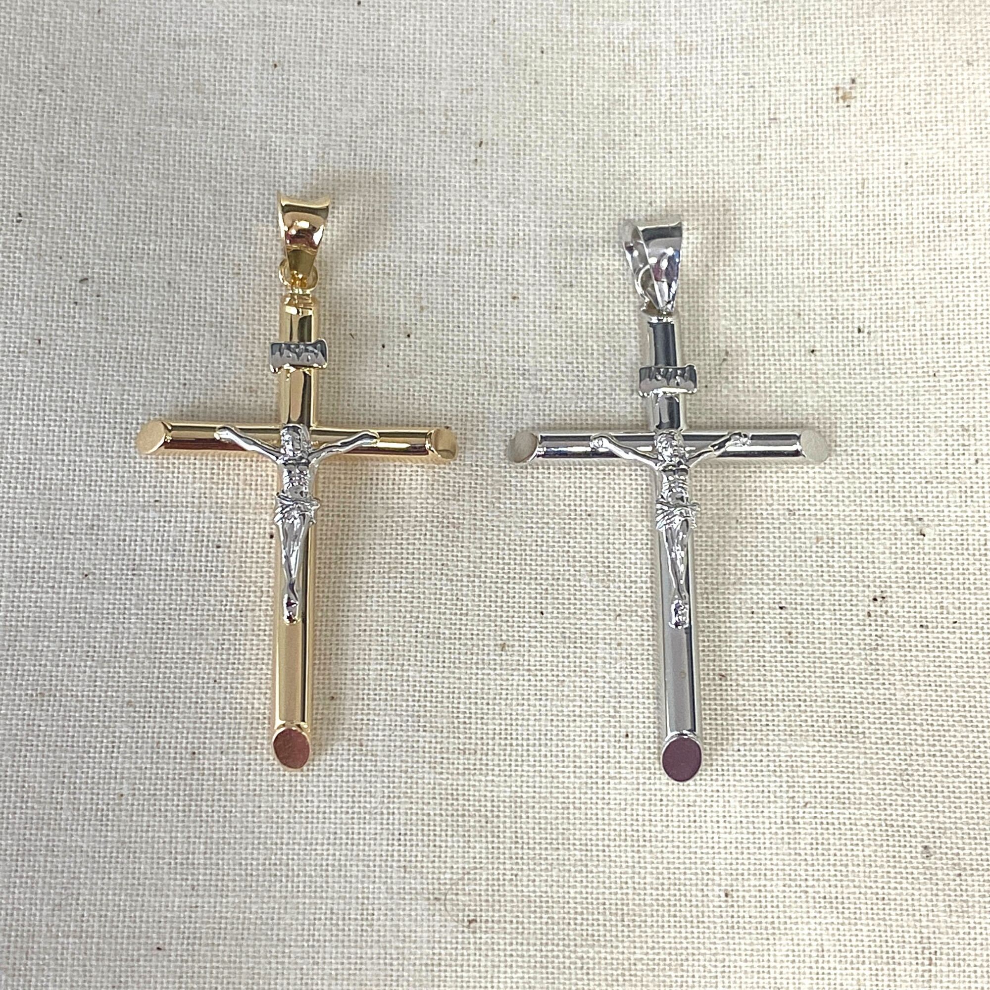 14K Real Yellow Gold White Gold Jesus Crucifix Cross Religious | Etsy