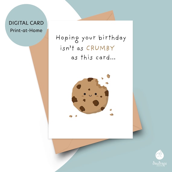 Digital Cookie Birthday Card PRINTABLE Cookie 5x7 Card | Etsy