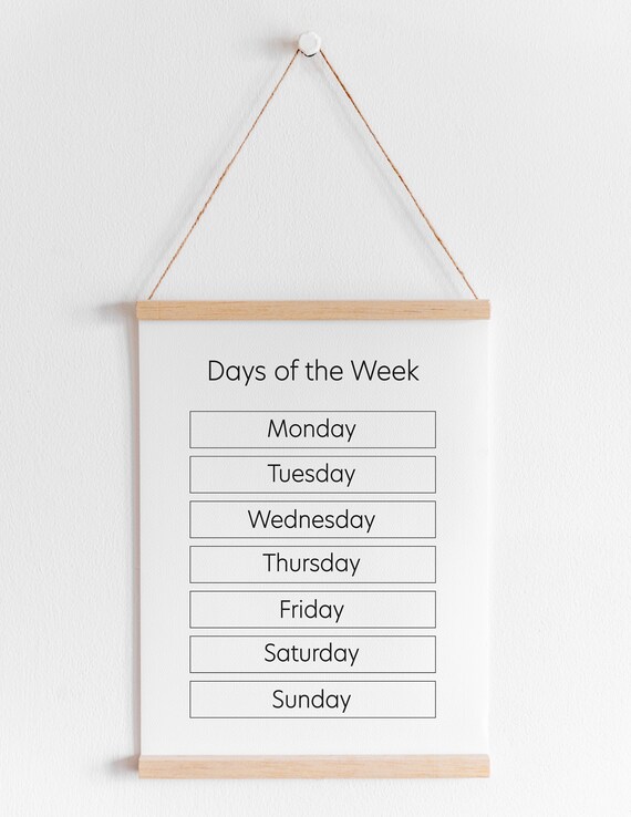 Days of the Week Printable Wall Art Digital Download Days | Etsy
