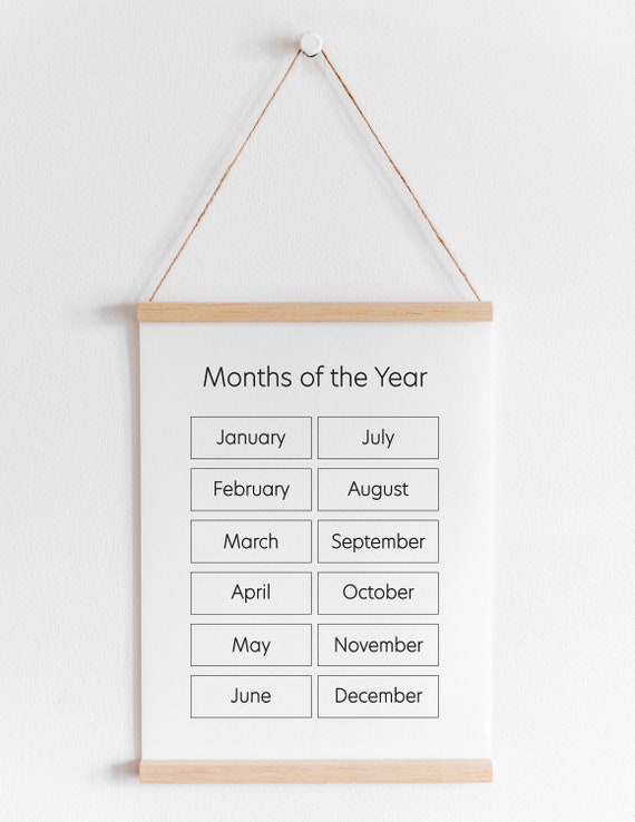 Months of the Year Printable Wall Art Digital Download | Etsy