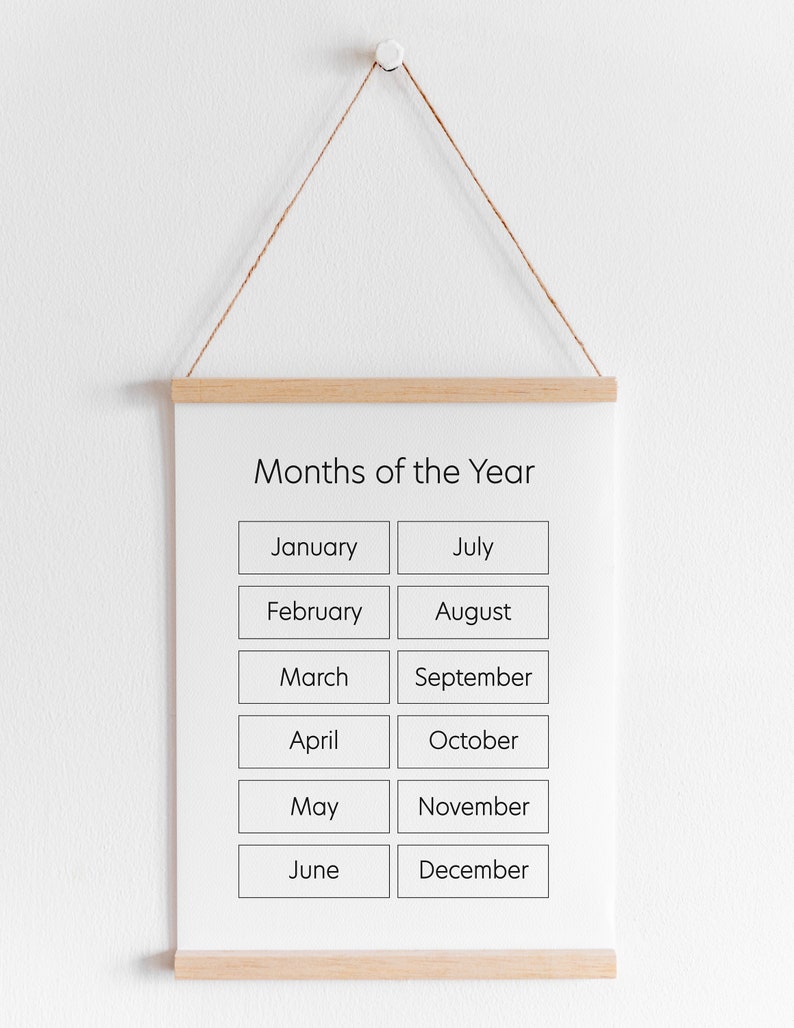 Months of the Year Printable Wall Art - Digital Download, Months of ...