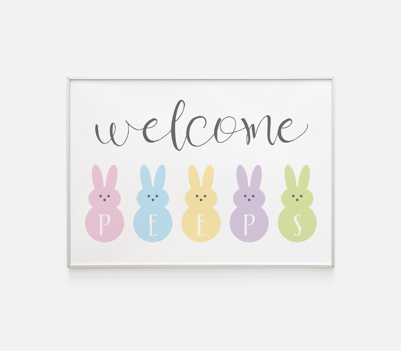 Printable Easter Wall Art - Welcome Peeps Wall Decor, Easter Print ...