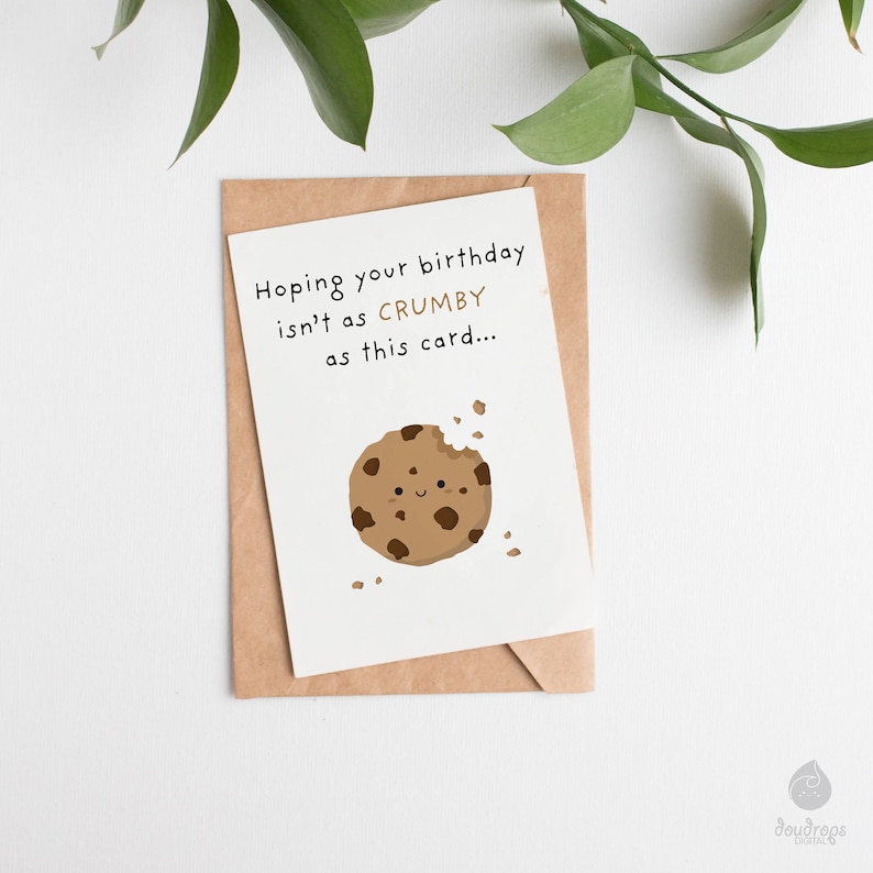 Digital Cookie Birthday Card - PRINTABLE Cookie 5x7 Card, Funny ...