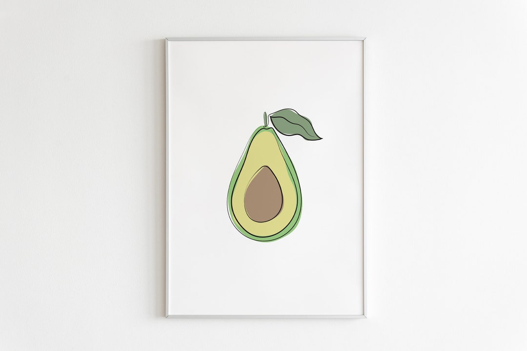 Avocado Art Print - Green Avocado Wall Art, Kitchen Wall Decor, Avocado ...